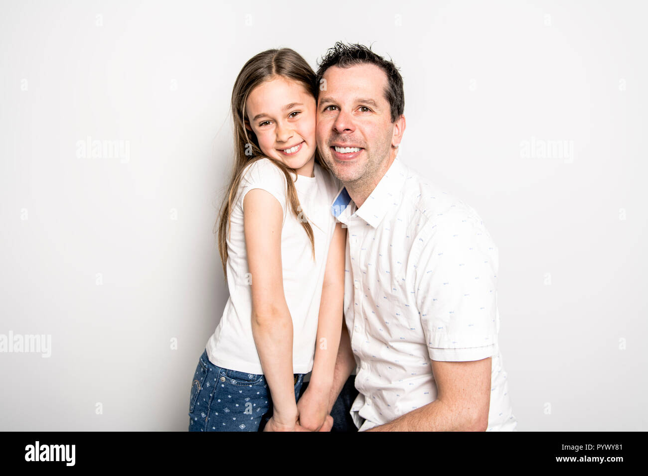 Girl with his father, isolated on white background Stock Photo - Alamy