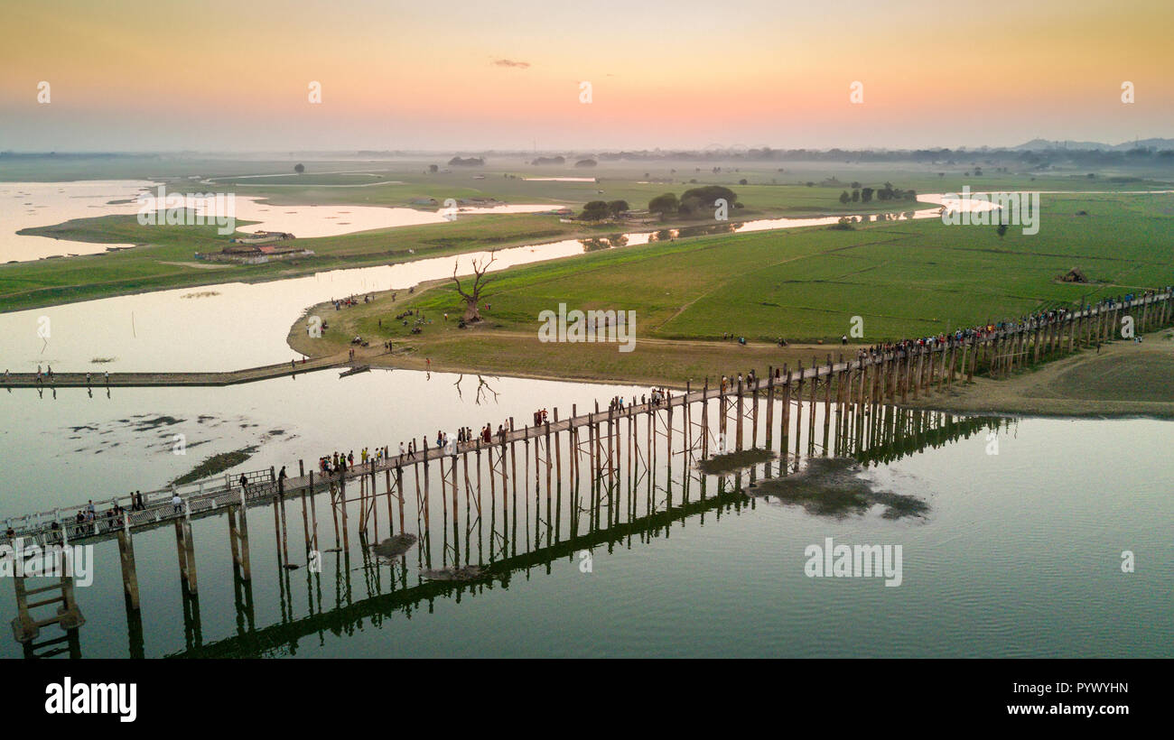 Teak bridge myanmar aerial hi-res stock photography and images - Alamy