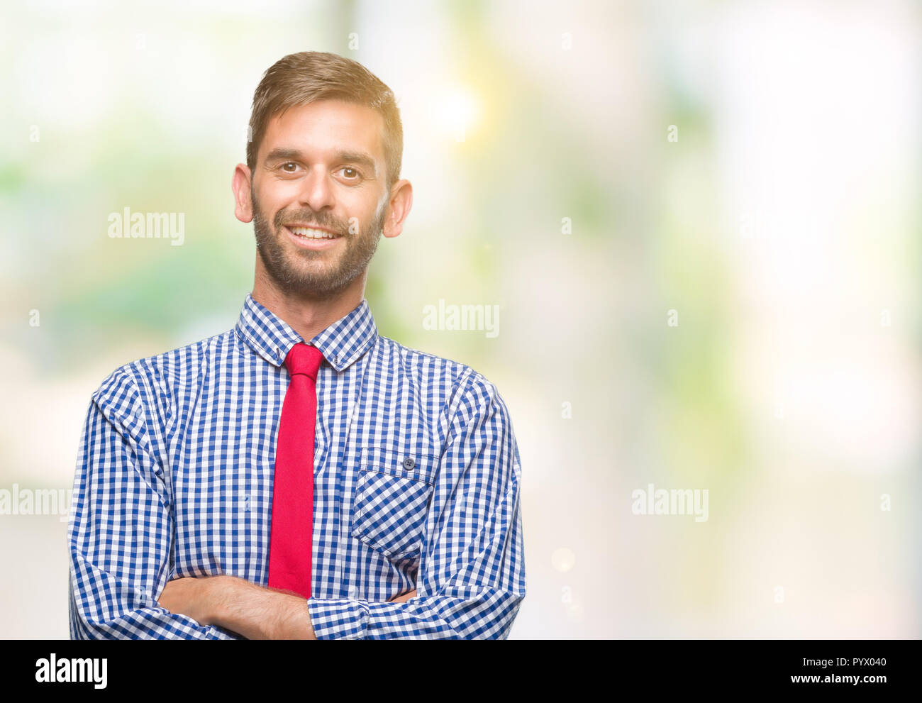 Young handsome business man over isolated background happy face smiling ...