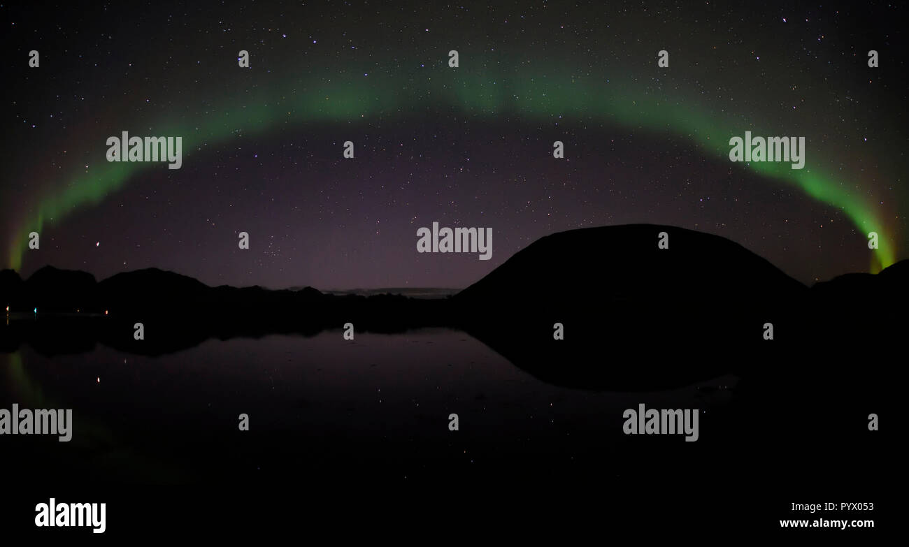 Auroral display at Piksteinneset on Hinnøya in the Vesteralen Islands ...