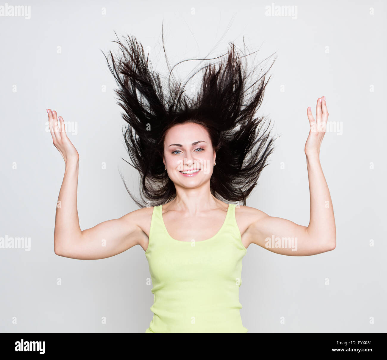 Girl with flying hair Stock Photo - Alamy