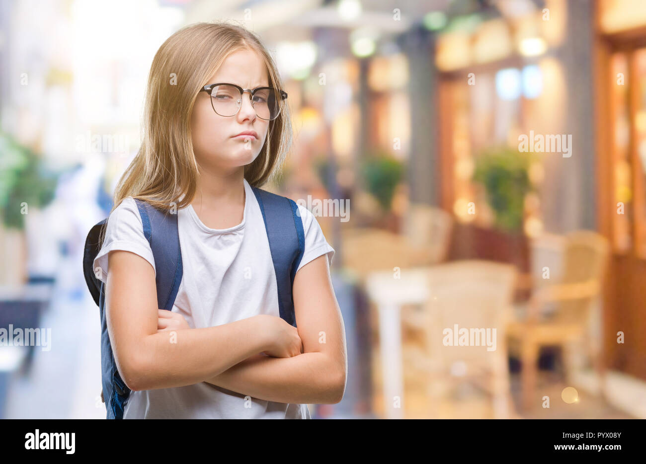 Young beautiful smart student girl wearing backpack over isolated ...