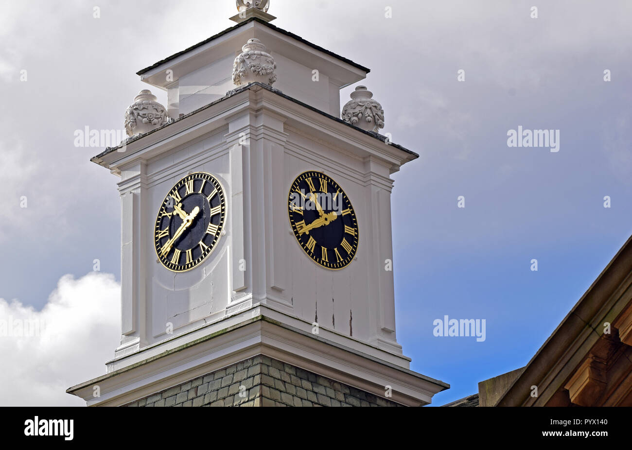 Clock tower of Royal Grammar School, Jesmond, Newcastle upon Tyne Stock ...
