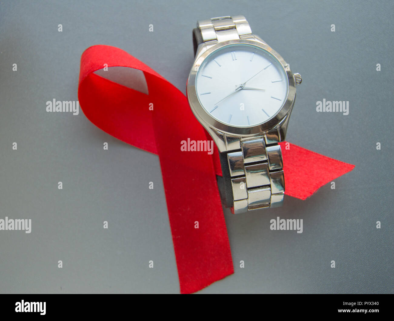 World AIDS day, the symbol of the red ribbon and the clock - do not ...