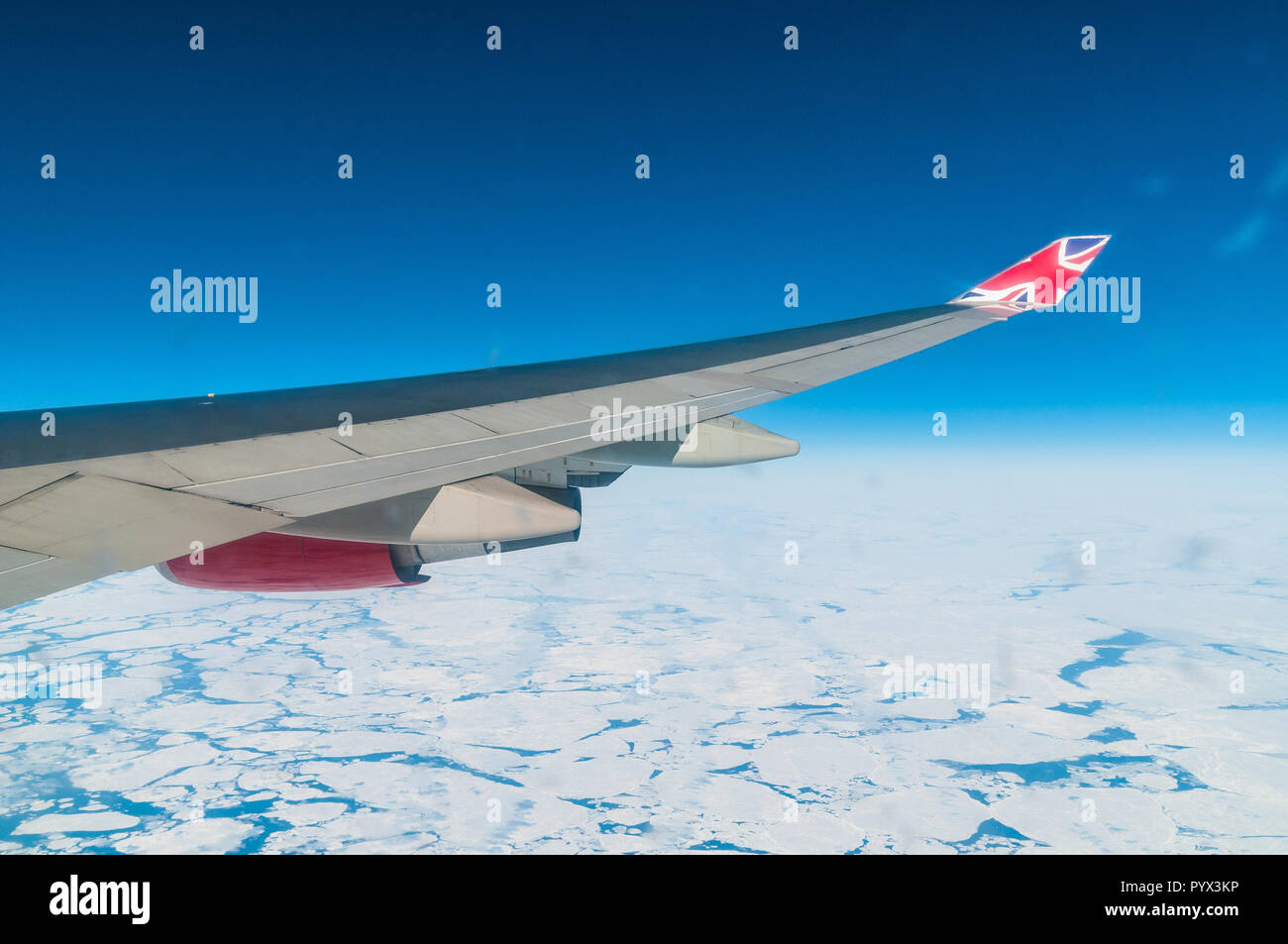 Flight Virgin Atlantic Wing Boeing 747 Stock Photo - Alamy