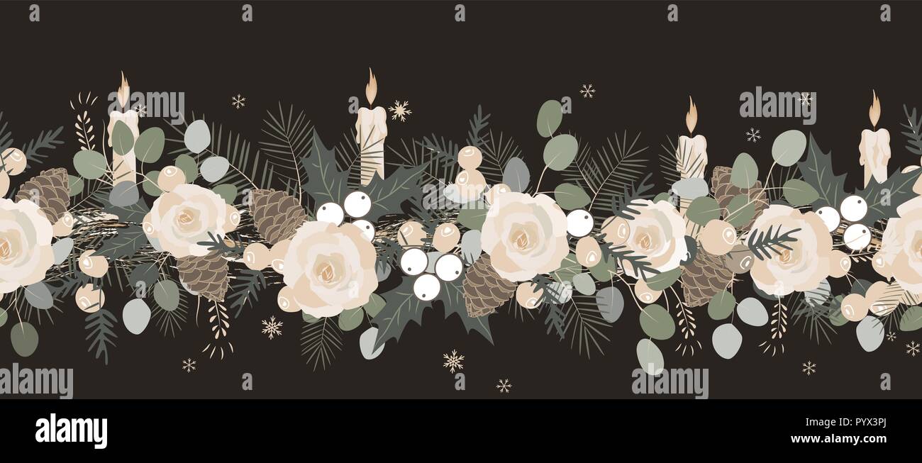 Christmas seamless garland. Vector hand drawn illustration Stock Vector ...