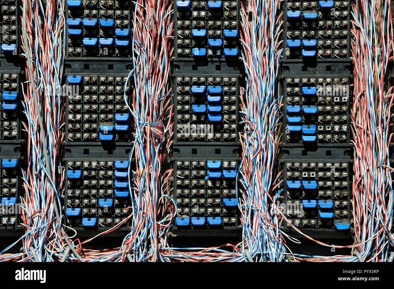 Inside of an old fashioned analog telephone exchange Stock Photo - Alamy