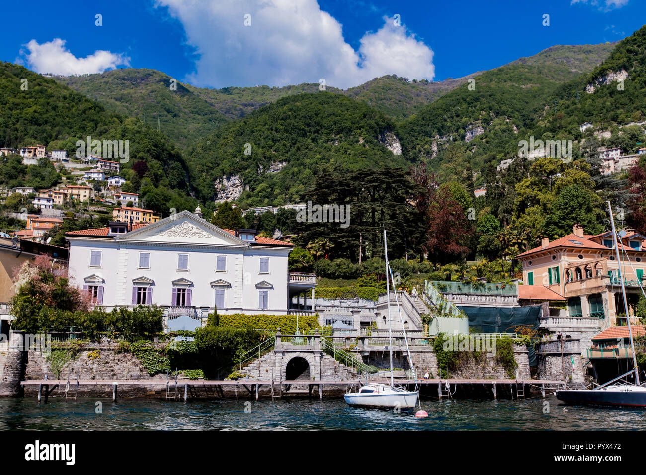 Lakeside view at town Moltrasio on Lake Como in Italy Stock Photo - Alamy