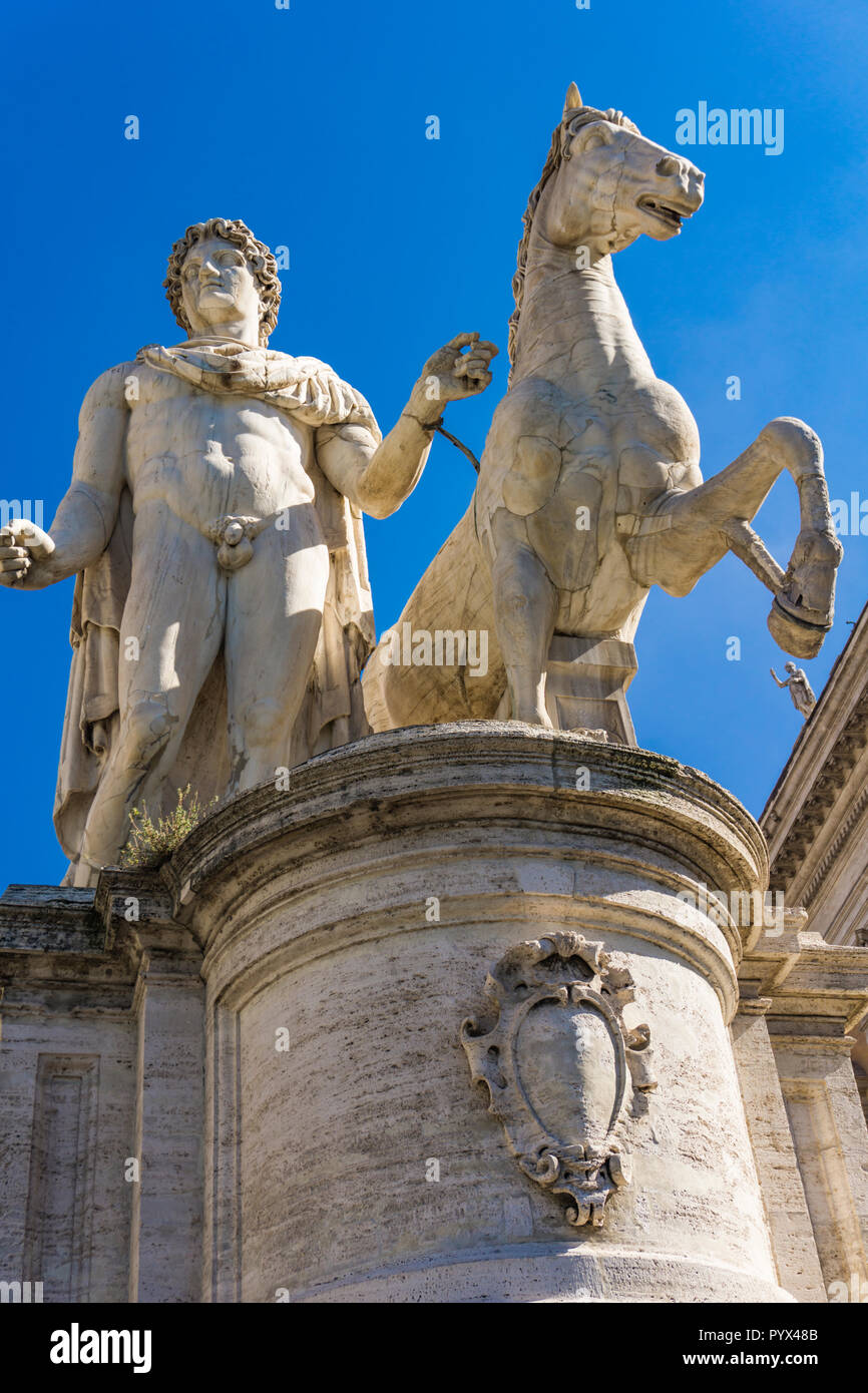 Detail of statue Castor with a Horse at Capitoline Hill in Rome, Italy ...