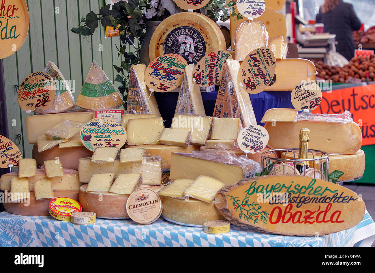 Different varieties of Continental cheeses on display and for sale in ...