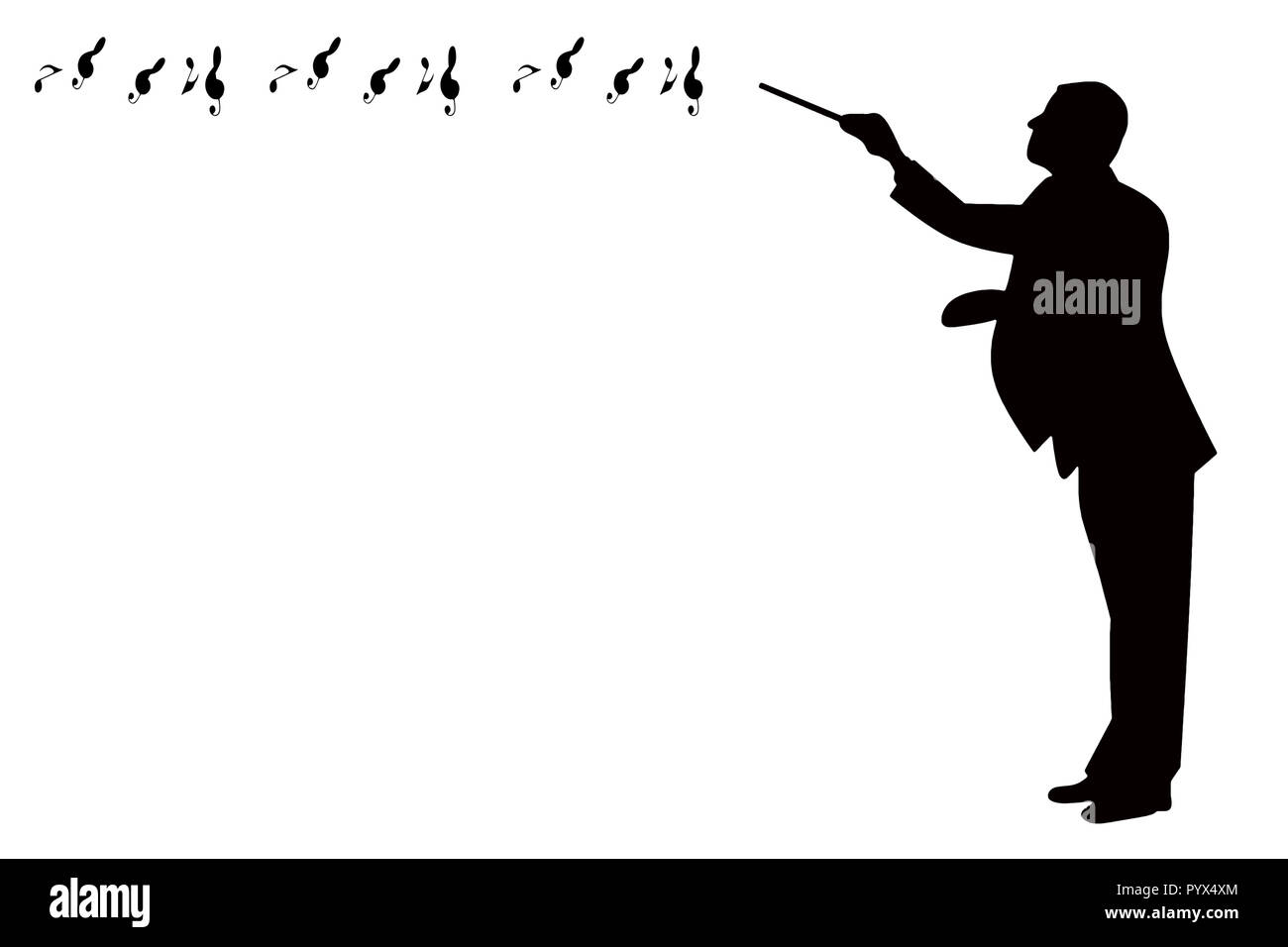 Silueta De Conductor Vector Silhouette Conductor Music Melody Note