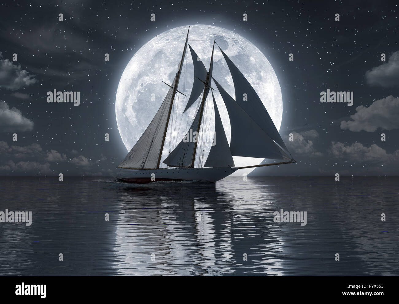 Boat bay moon moonlight hi-res stock photography and images - Alamy