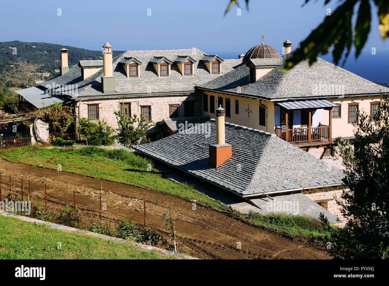 Orthodox monastery on the holy mountain Athos, Greece, Halkidiki Stock ...