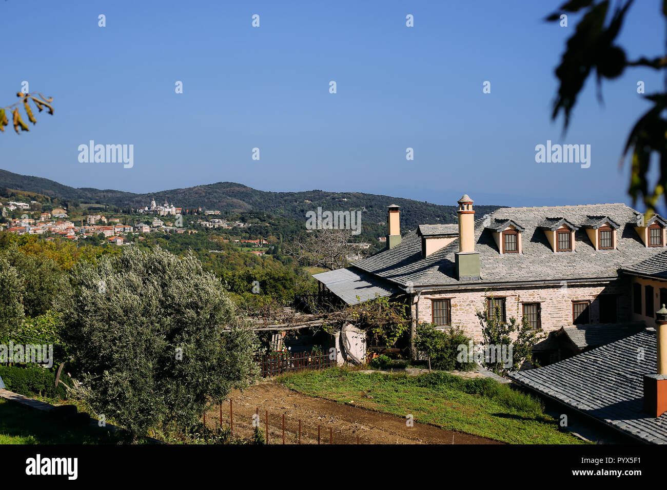 Orthodox monastery on the holy mountain Athos, Greece, Halkidiki Stock ...