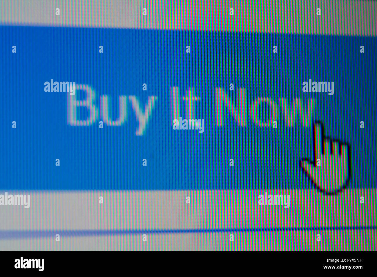Hand mouse cursor on Buy it now Button Stock Photo - Alamy