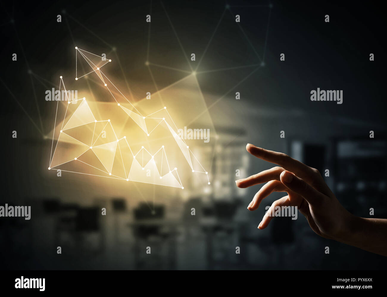 Financial growth and increase concept on dark office background Stock ...