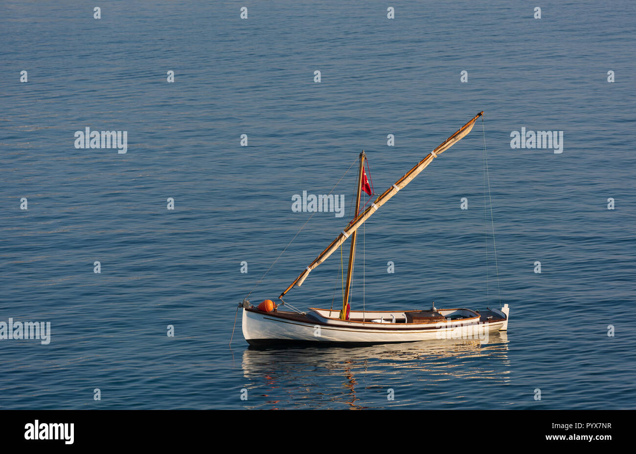 Aerial bay small fishing boat hi-res stock photography and images - Alamy