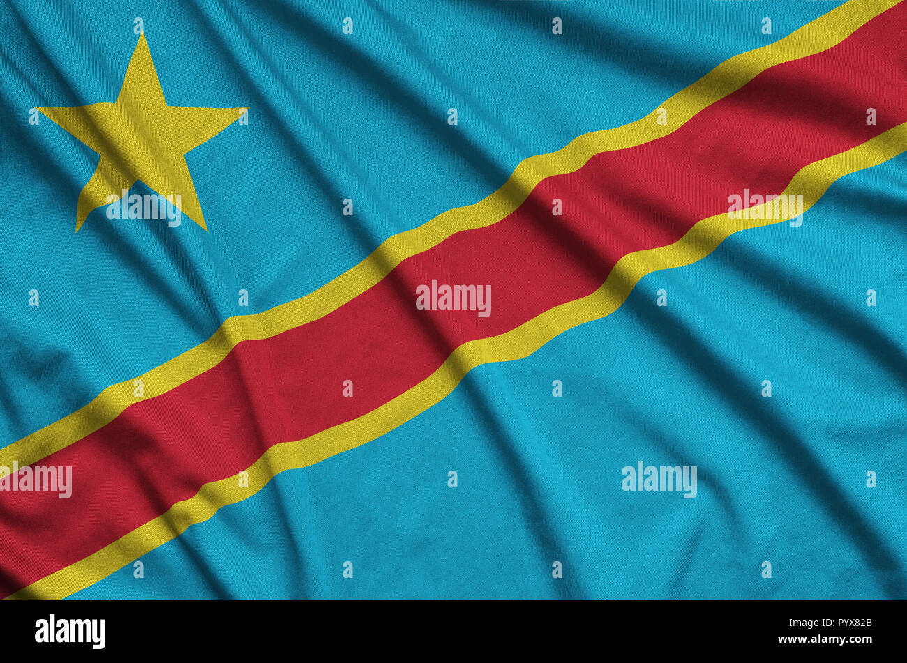 Democratic Republic of the Congo flag is depicted on a sports cloth ...