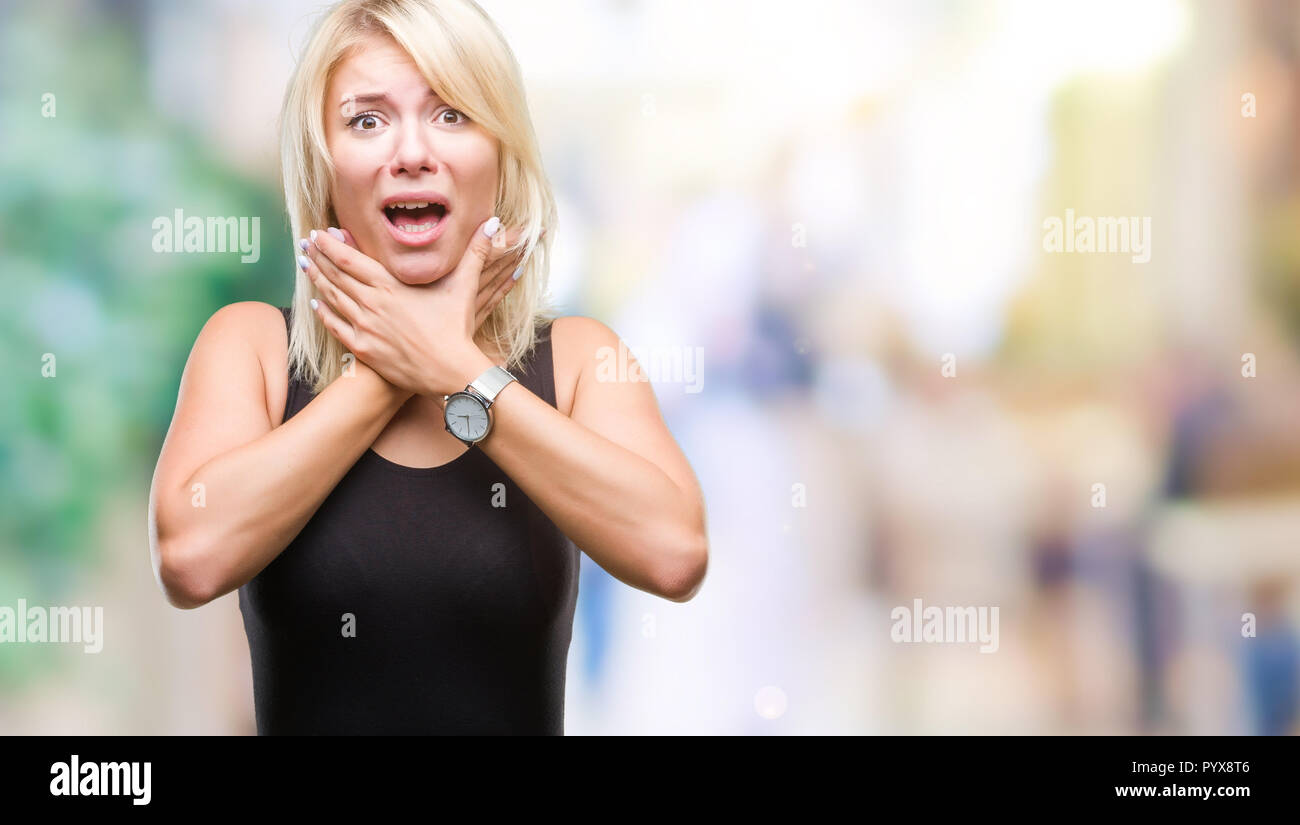 Young beautiful blonde attractive woman wearing elegant dress over ...