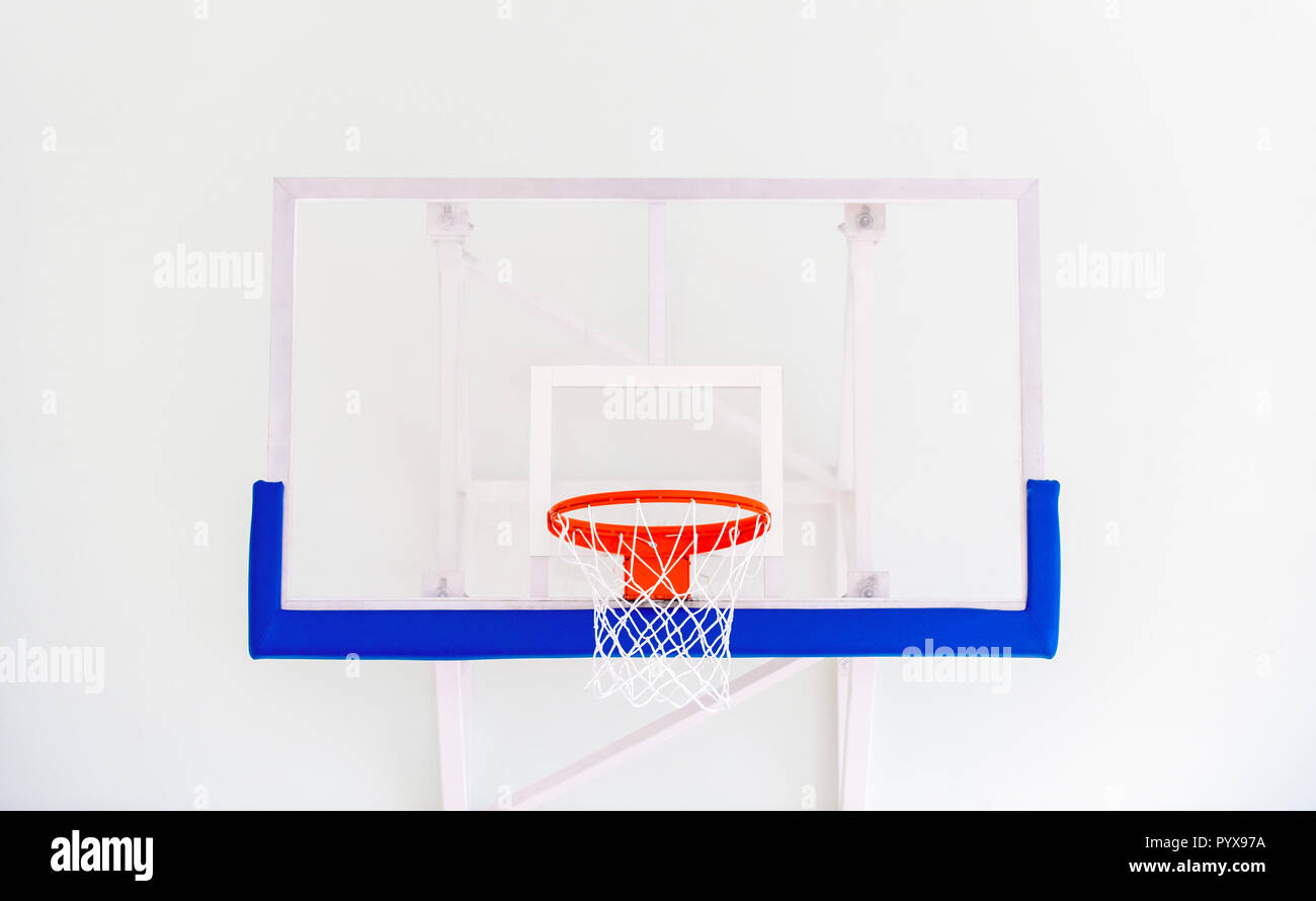 Basketball hoop cage, isolated large backboard closeup, new outdoor ...