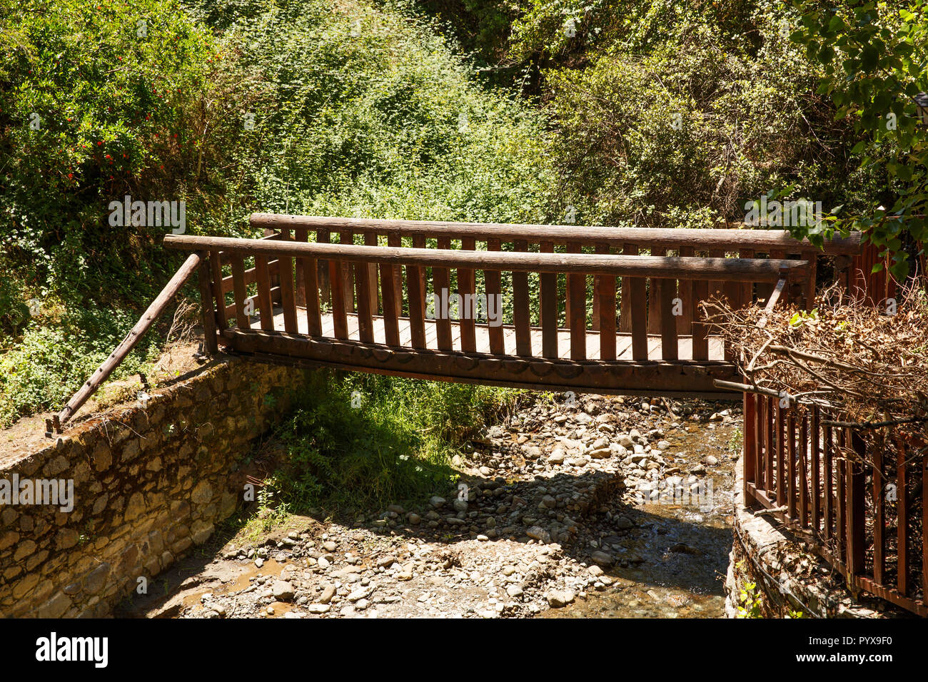 Old wooden bridge in Kakopetria village, Cyprus Stock Photo - Alamy