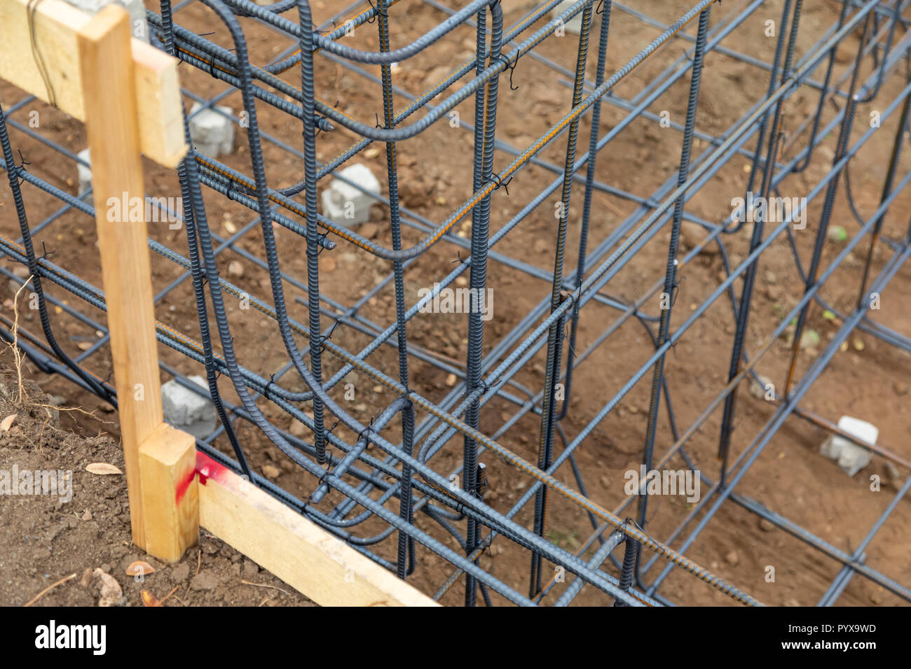 New Steel Rebar Framing Abstract At Construction Site Stock Photo - Alamy