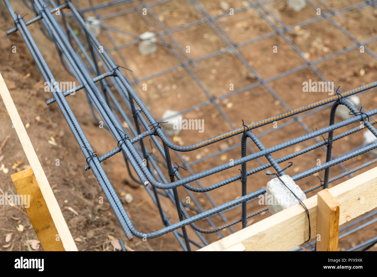 New Steel Rebar Framing Abstract At Construction Site Stock Photo - Alamy