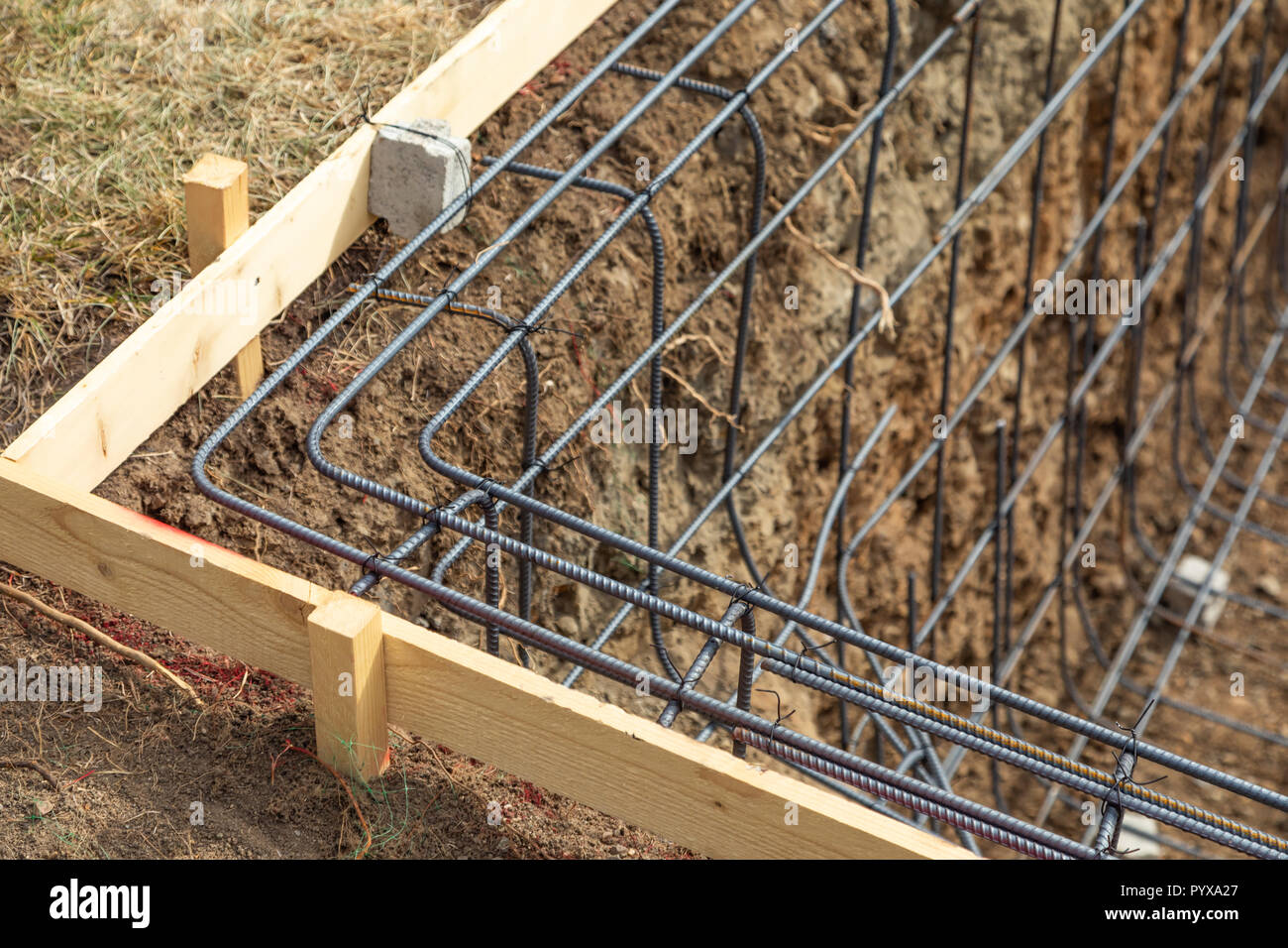 New Steel Rebar Framing Abstract At Construction Site Stock Photo - Alamy