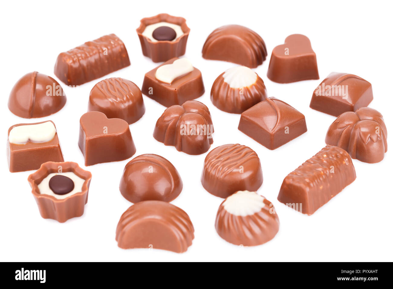Assortment of chocolate isolated on white background Stock Photo - Alamy