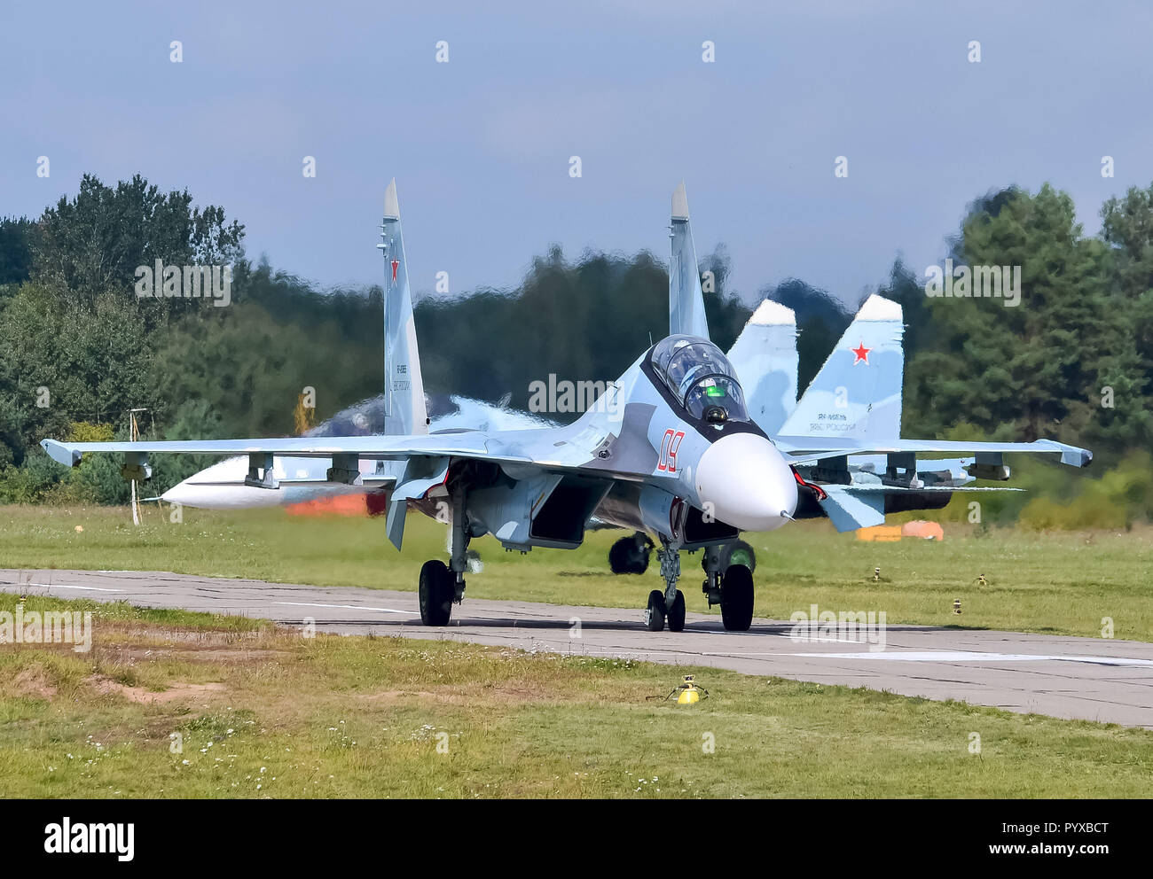 Belarus, Lida military air base, 08/09/2017: Su-30SM fighter jet ...