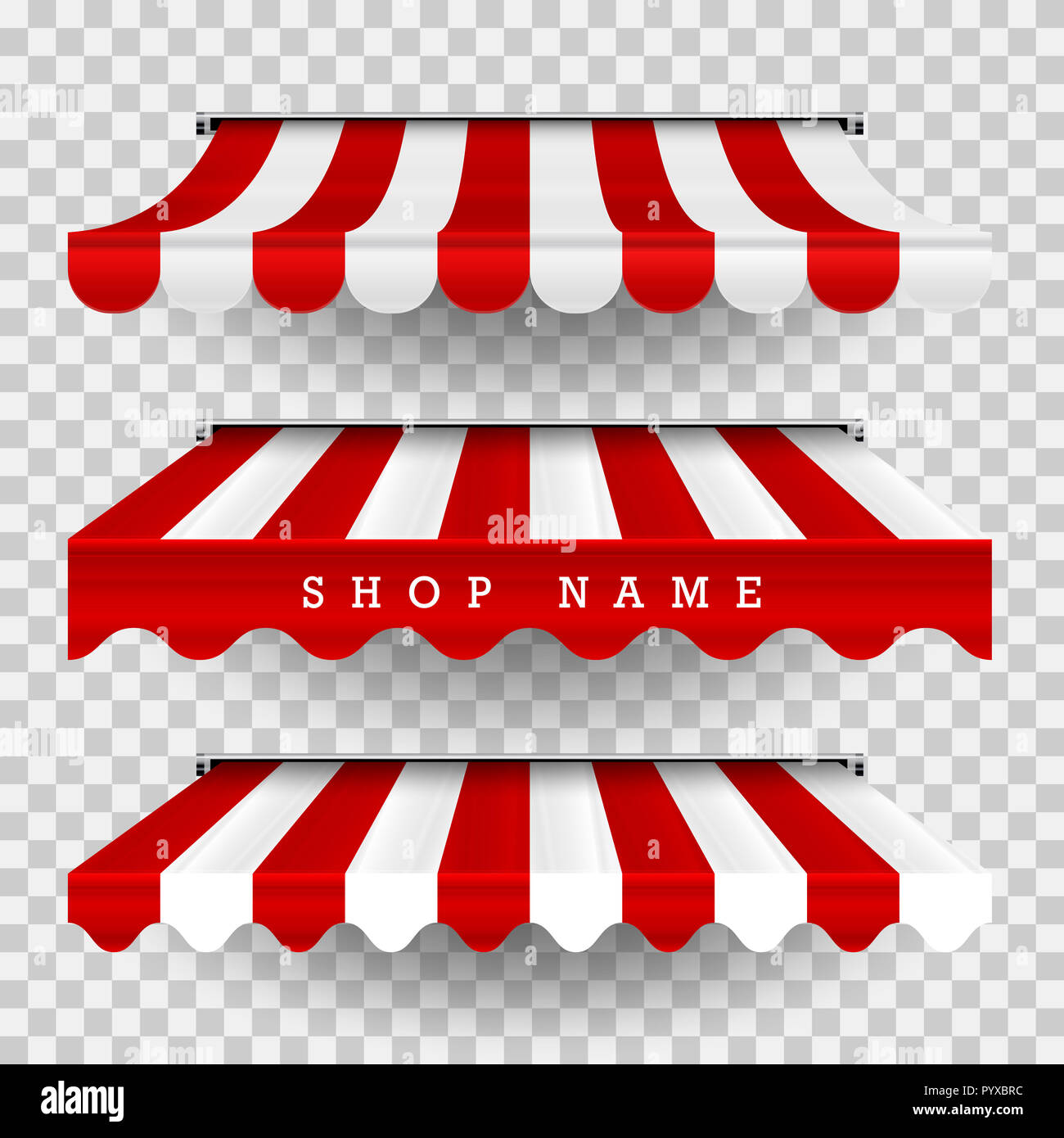 Commercial Canopy Awning Series. Pop Up Store. Striped Awnings of ...