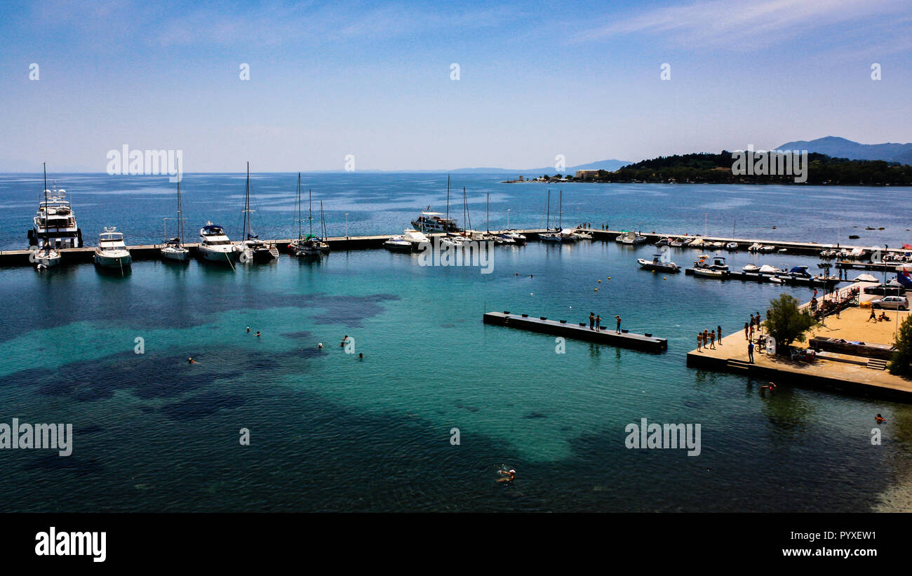 The harbor on Corfu is as beautiful as the rest of the island Stock ...