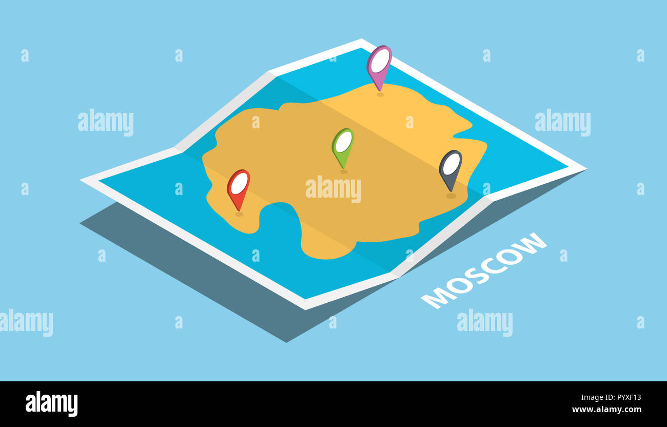 moscow russia western explore maps with isometric style and pin ...