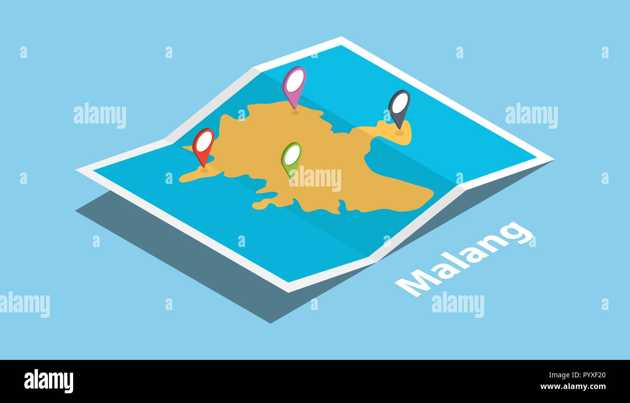 malang indonesia java explore maps with isometric style and pin ...
