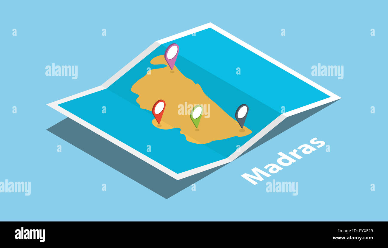 madras or chennai india explore maps with isometric style and pin ...