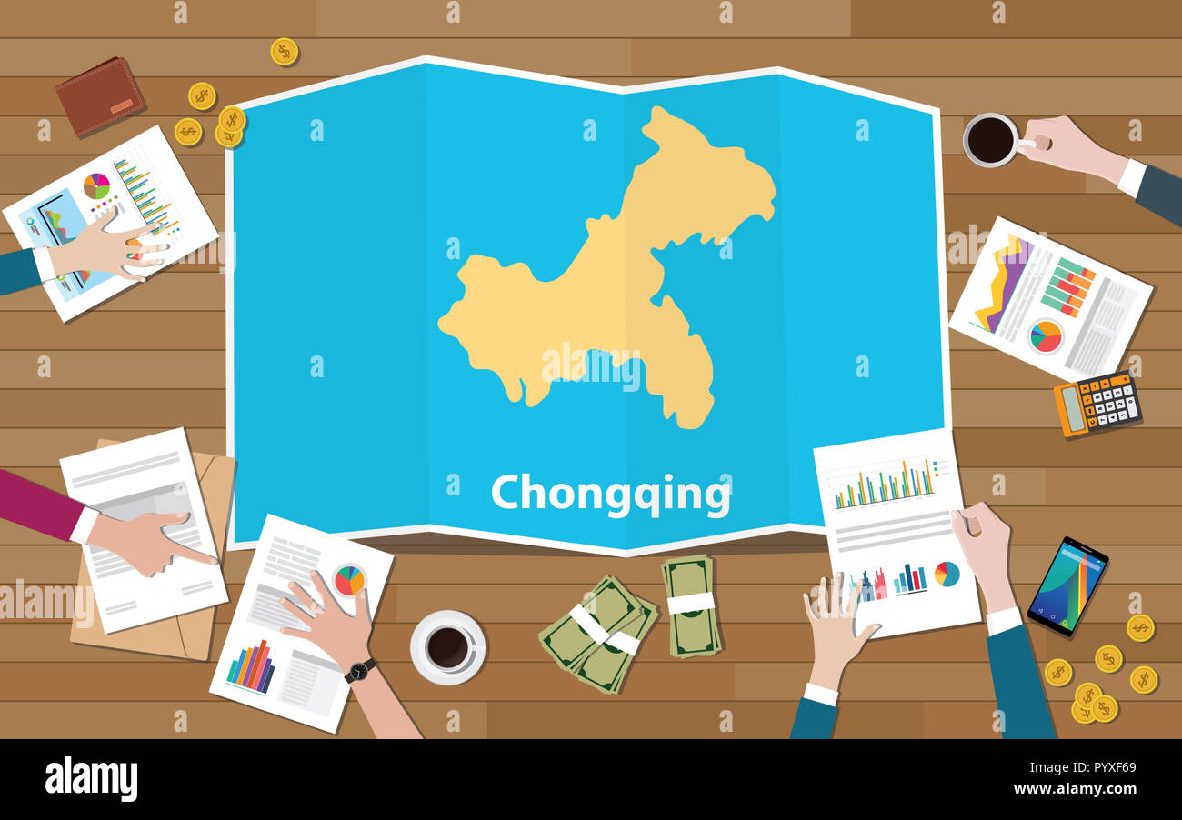chongqing china chungking city region economy growth with team discuss ...