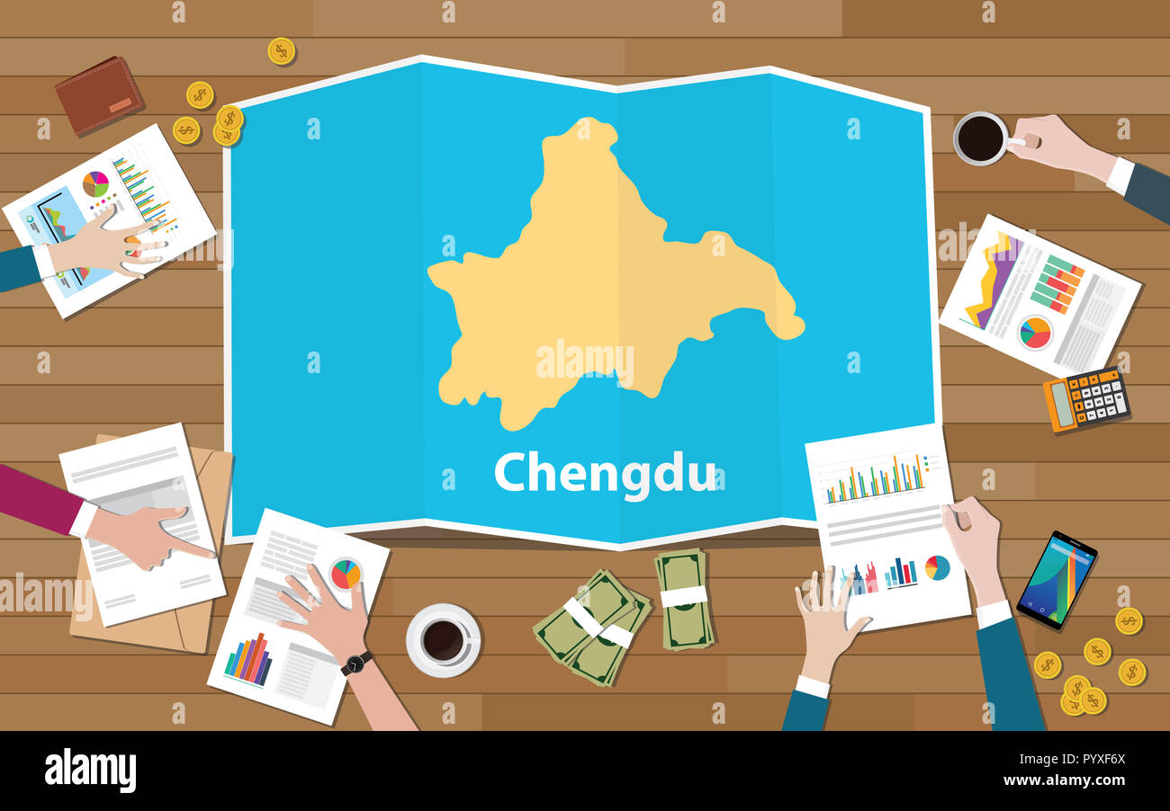 chengdu china province city region economy growth with team discuss on ...