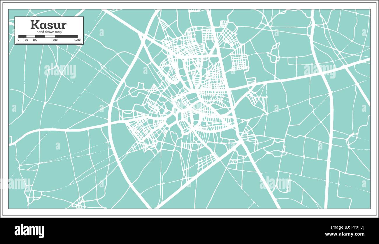 Kasur Pakistan City Map in Retro Style. Outline Map. Vector ...