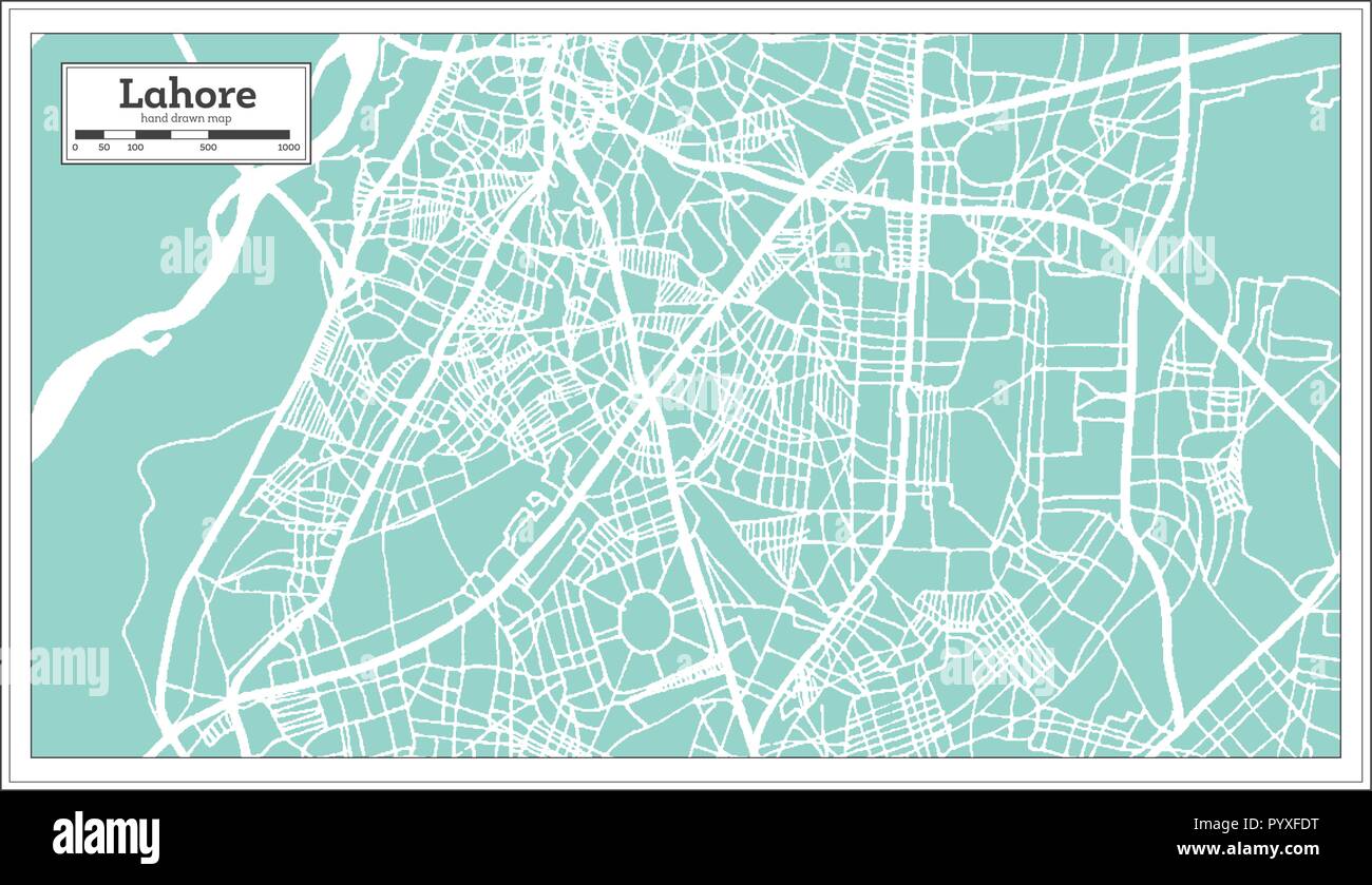 Lahore Pakistan City Map in Retro Style. Outline Map. Vector ...