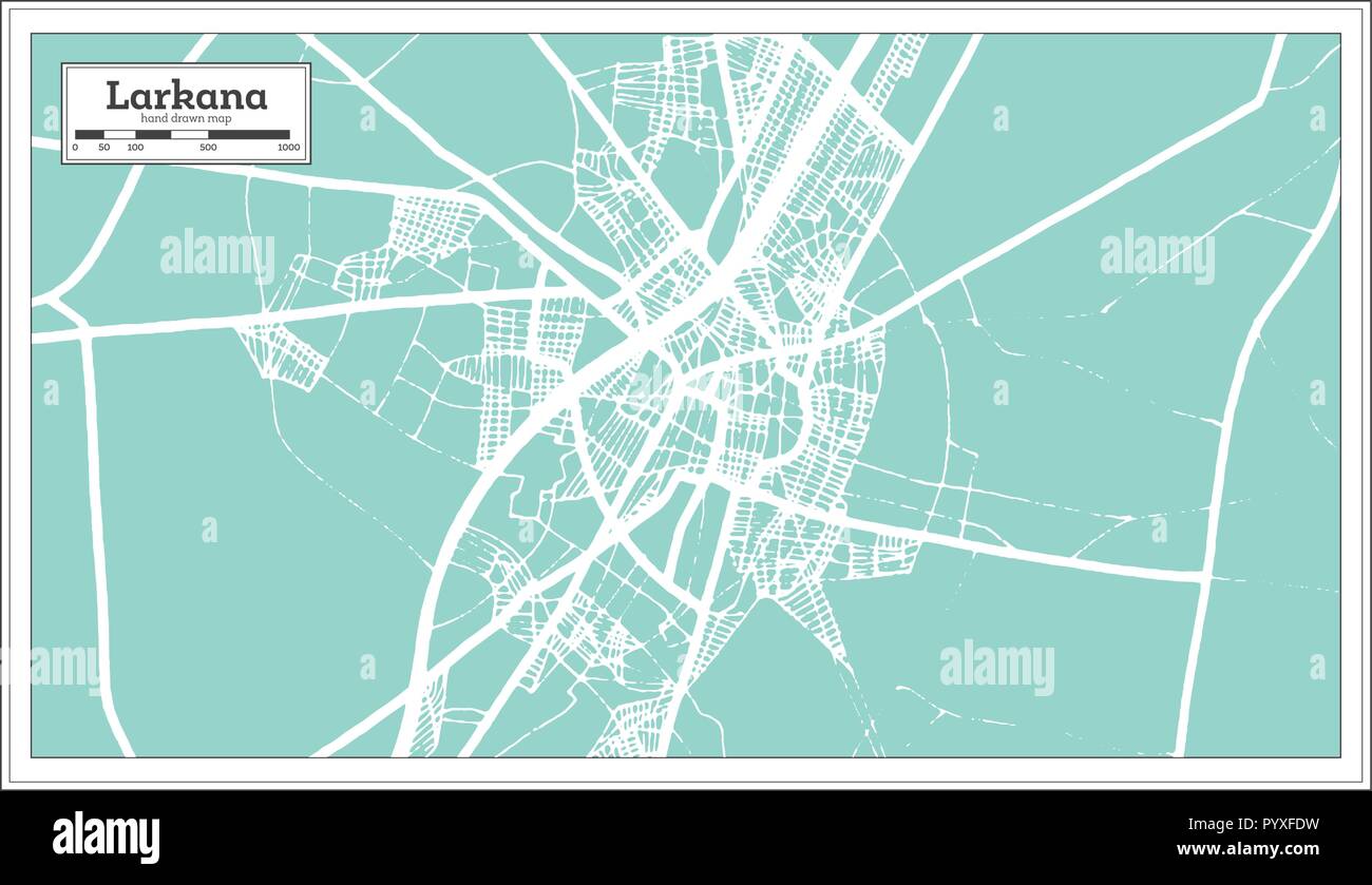 Larkana Pakistan City Map in Retro Style. Outline Map. Vector ...