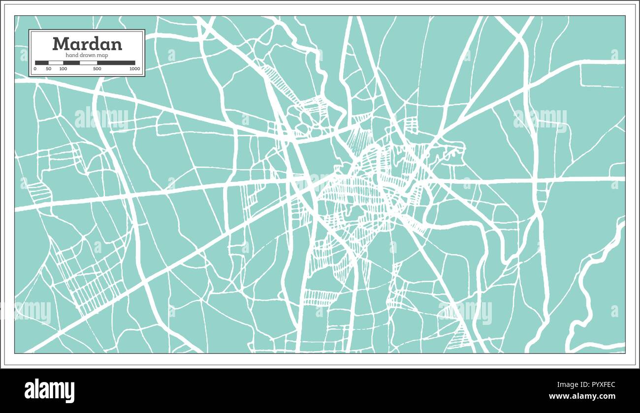 Mardan Pakistan City Map in Retro Style. Outline Map. Vector ...