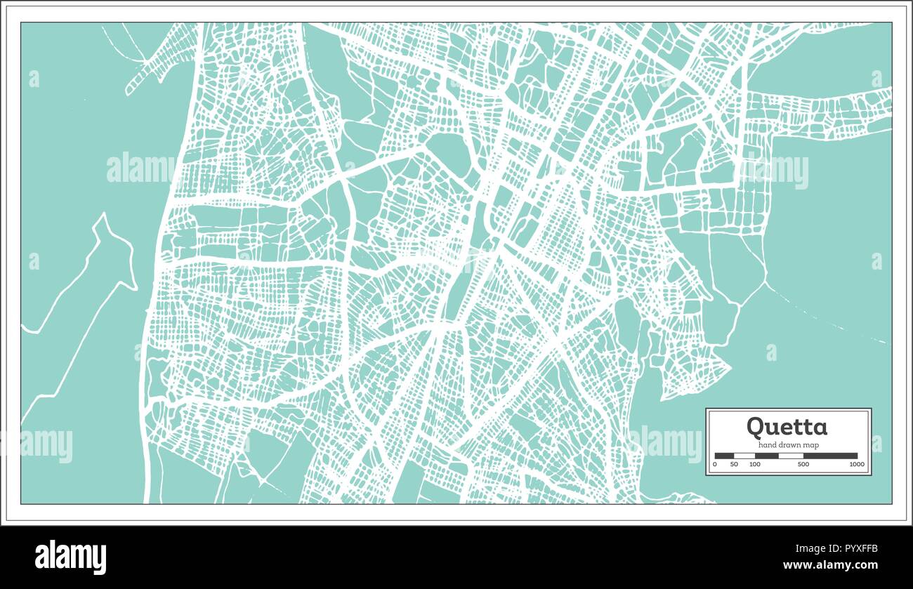 Quetta Pakistan City Map in Retro Style. Outline Map. Vector ...