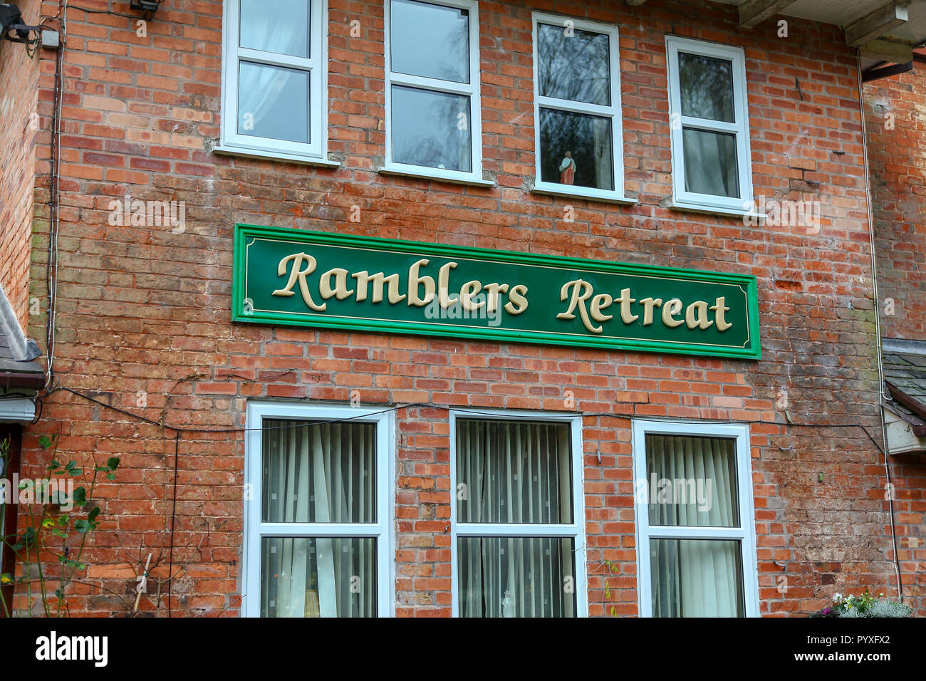A sign for the Ramblers Retreat, a café at Dimmingsdale or Dimmings ...