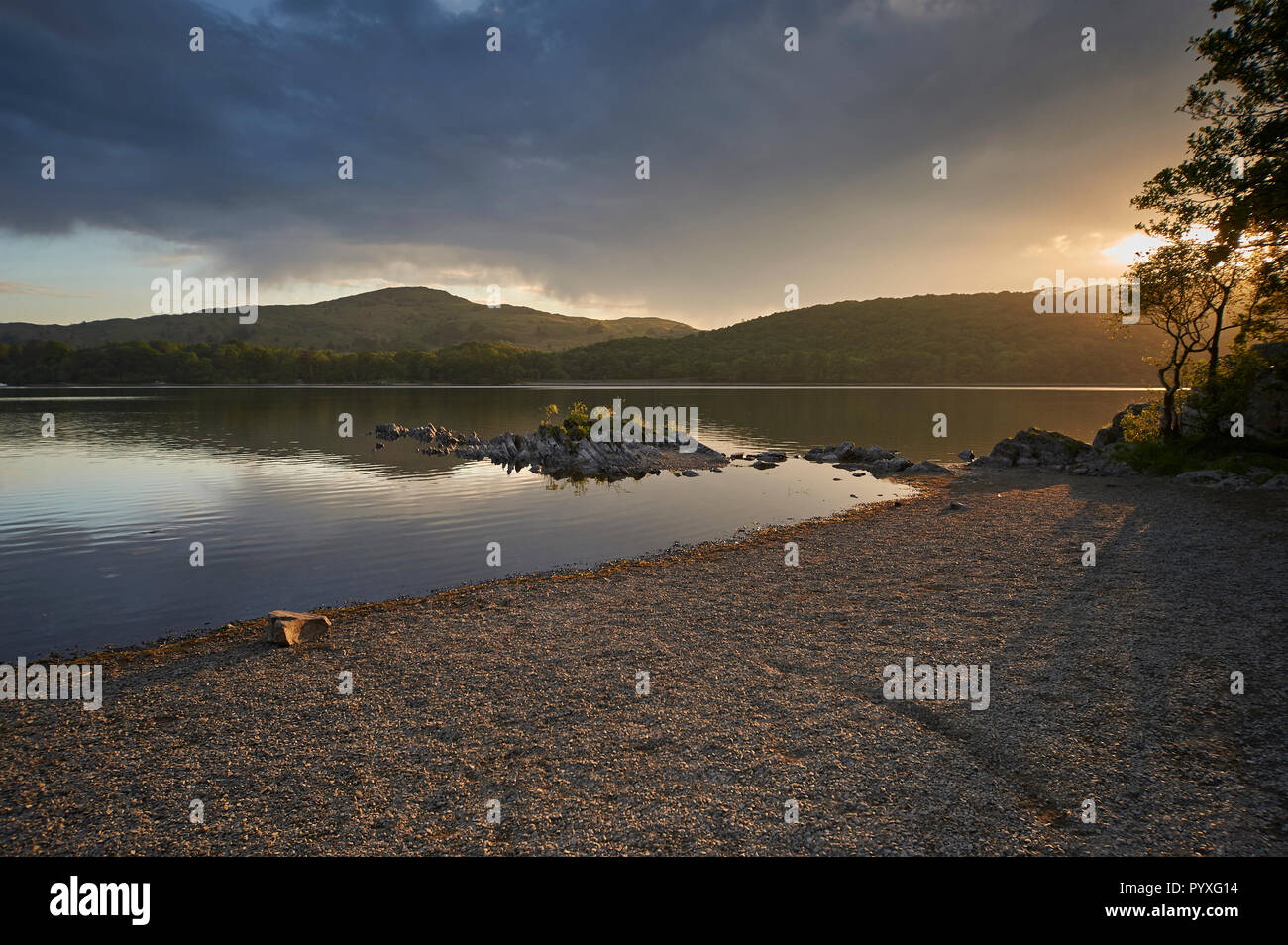 Sunset, Coniston Water, The South Lake District National Park, Cumbria ...