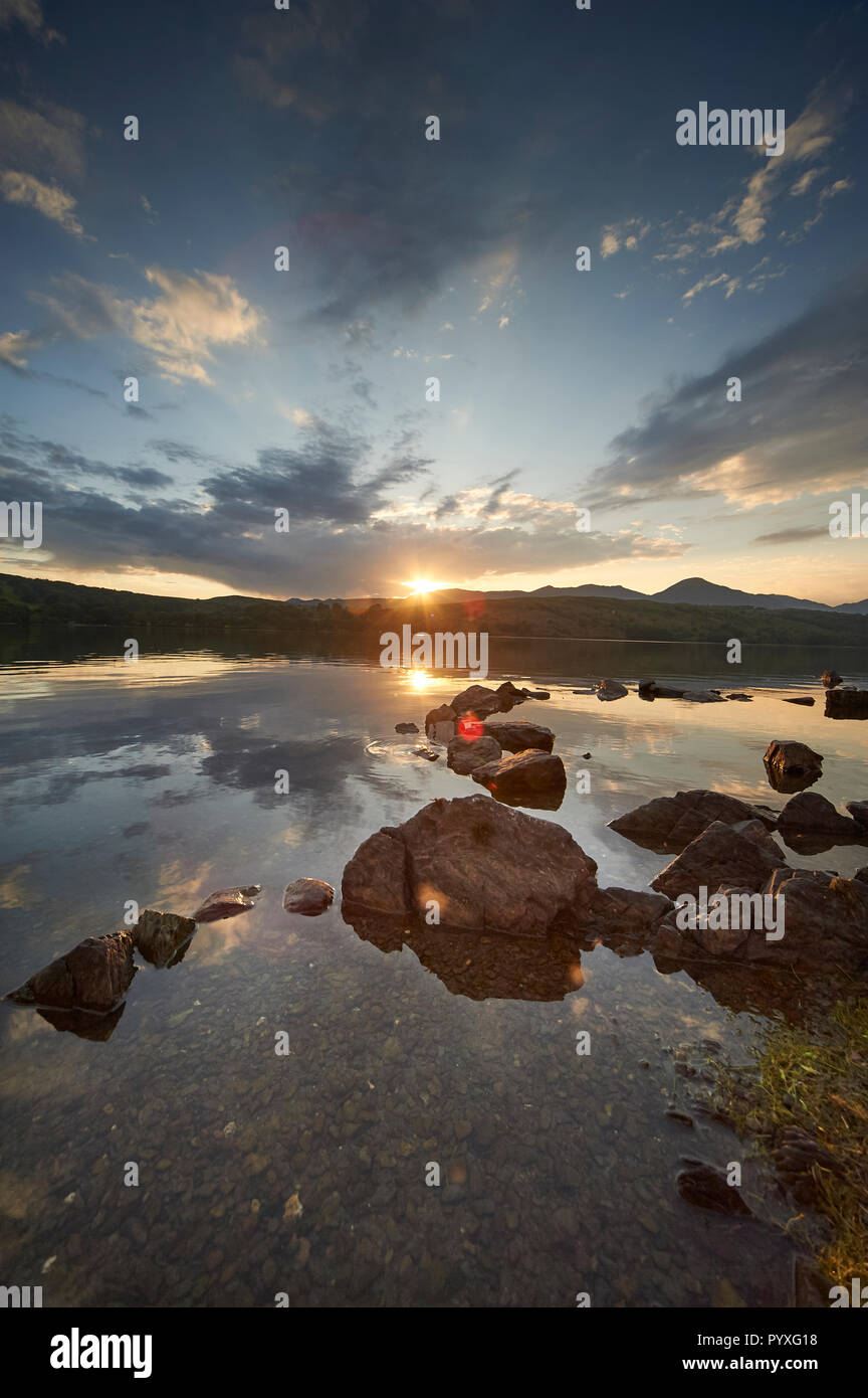 Sunset, Coniston Water, The South Lake District National Park, Cumbria ...