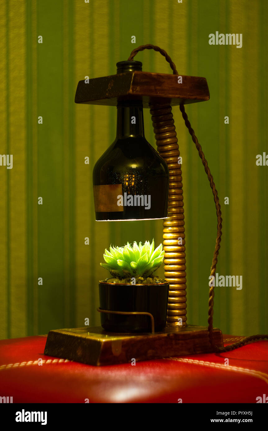 Light fixture handmade - stand for flower pot in vintage style, wooden ...