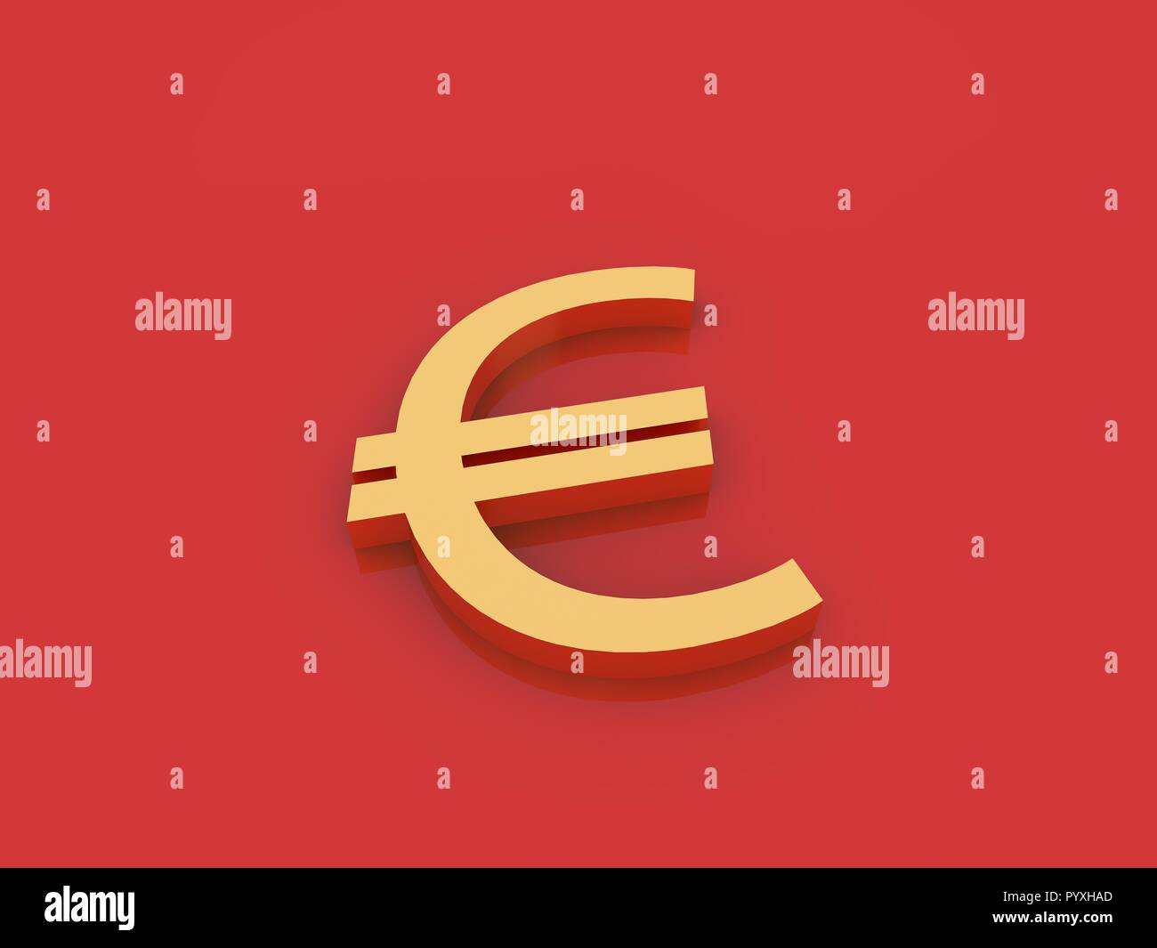 Euro Currency sign on a red background. 3d rendering illustration Stock ...