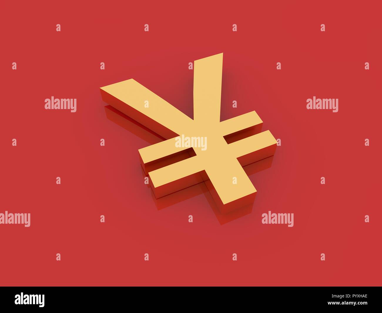 Japanese currency sign on a red background. 3d rendering illustration ...
