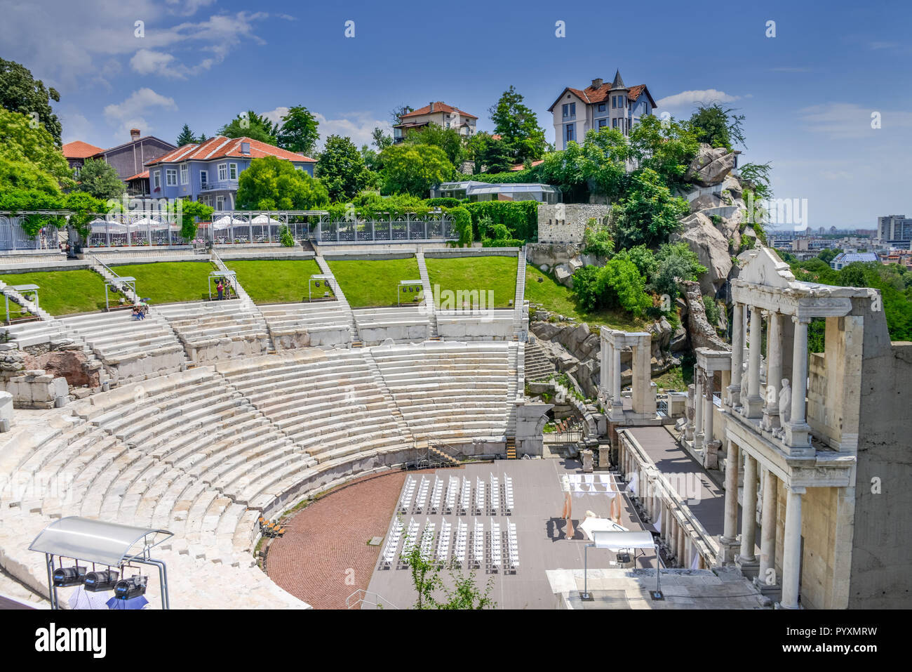 Roman amphitheatre, Old Town, Plovdiv, Bulgaria, Roemisches ...