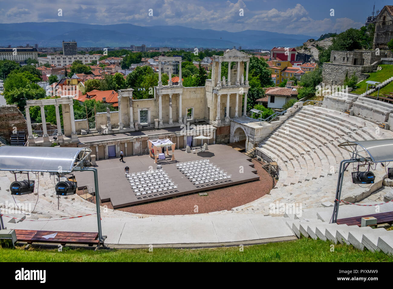 Roman amphitheatre, Old Town, Plovdiv, Bulgaria, Roemisches ...